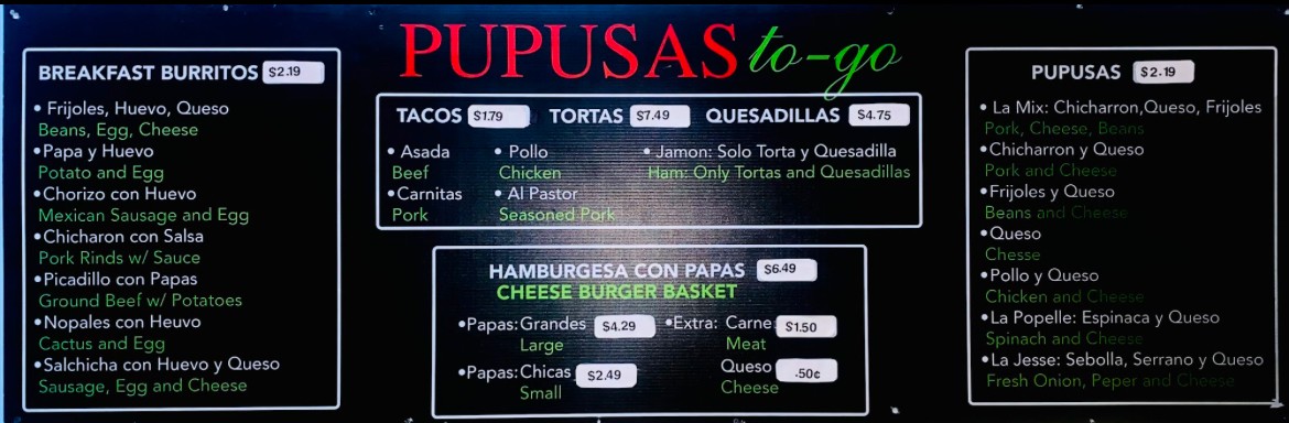 Pupusas To Go (Dallas) 108 North Fitzhugh Avenue STE 110 - Espinaca y Queso