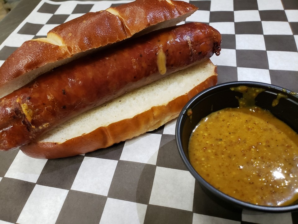 Wister's BBQ 575 S. Broad St - Cheddar Beer Smoked Sausage Sammich