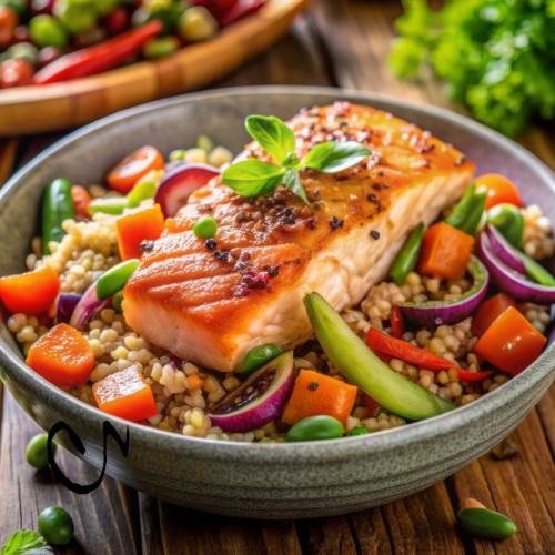 Cafe Services - Test Kitchen - Mizo Glazed Salmon Bowl