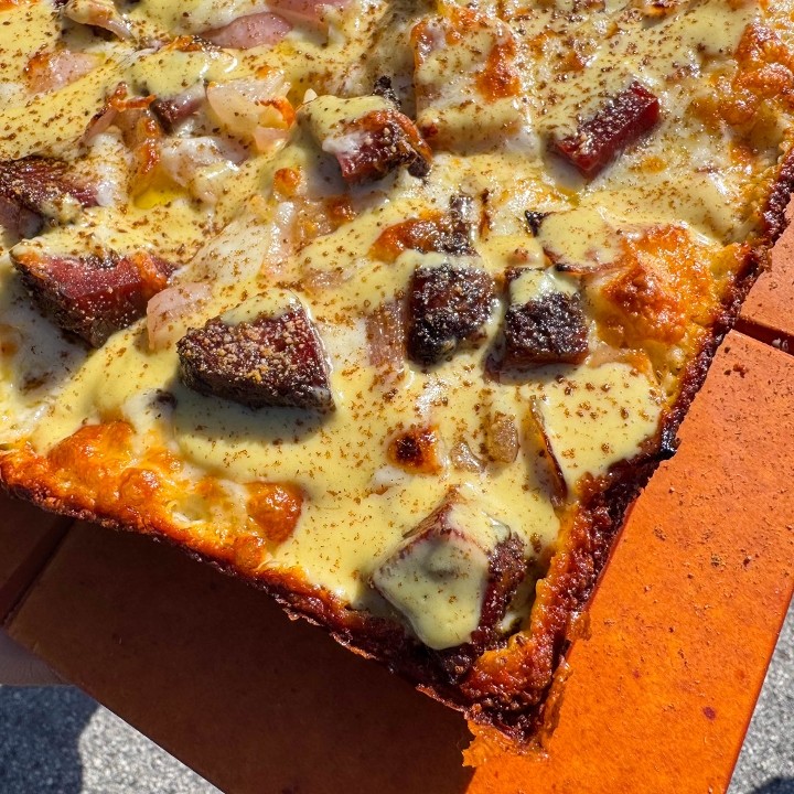 DEATH BY PIZZA DOWNTOWN DELRAY - PASTRAMI BURNT ENDS CHEESESTEAK PIZZA