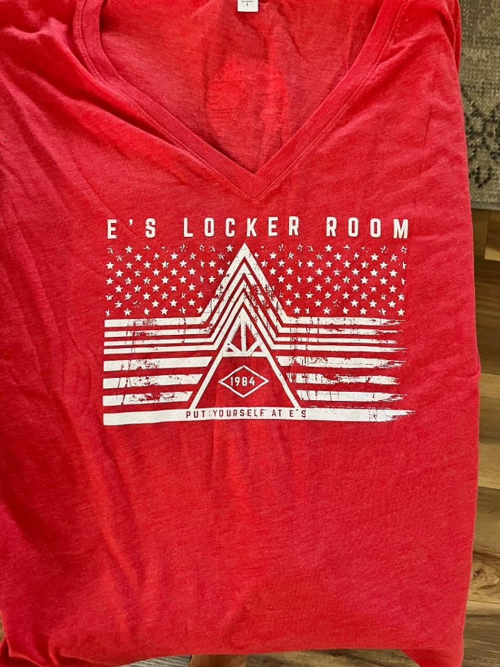 E's Locker Room - Womens V Neck Flag