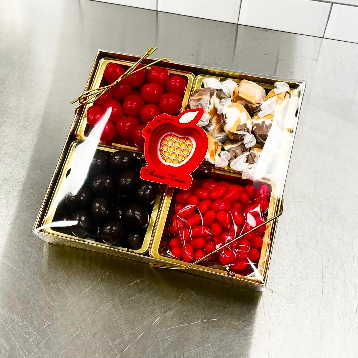 Candy Squared - Gold Shana Tova Four Section Candy and Chocolate Tray