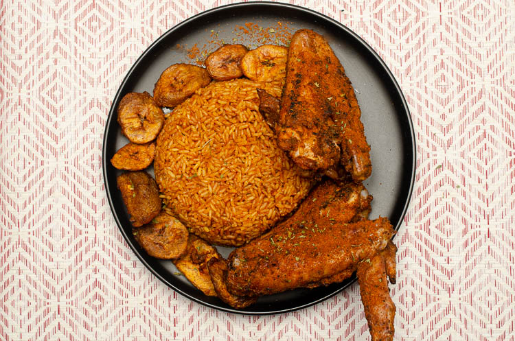 Restaurant - Beef Suya with Jollof rice and Plantain