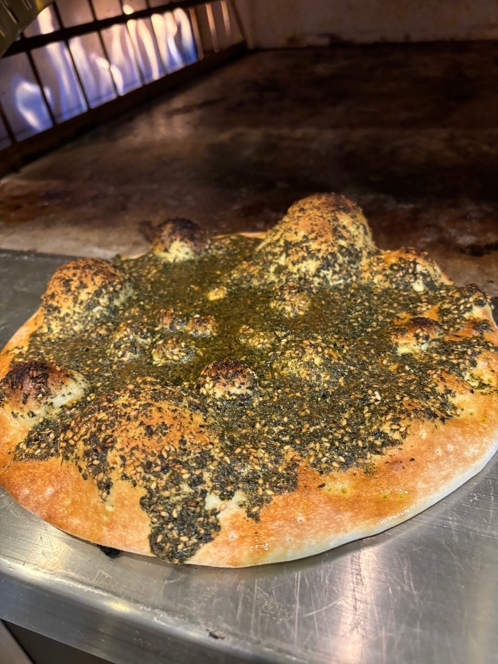 La Fresh Mediterranean Grill - Mushroom , Olive And Cheese Flatbread Pizza