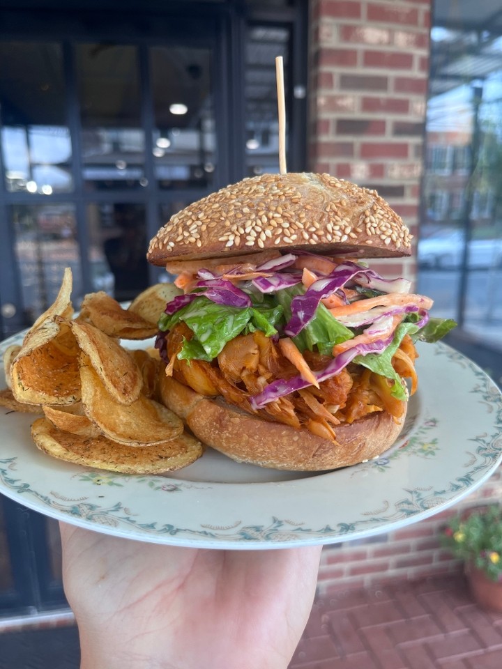 The Peach Blossom Eatery 76 E. Main St. - BBQ Jackfruit Sandwich